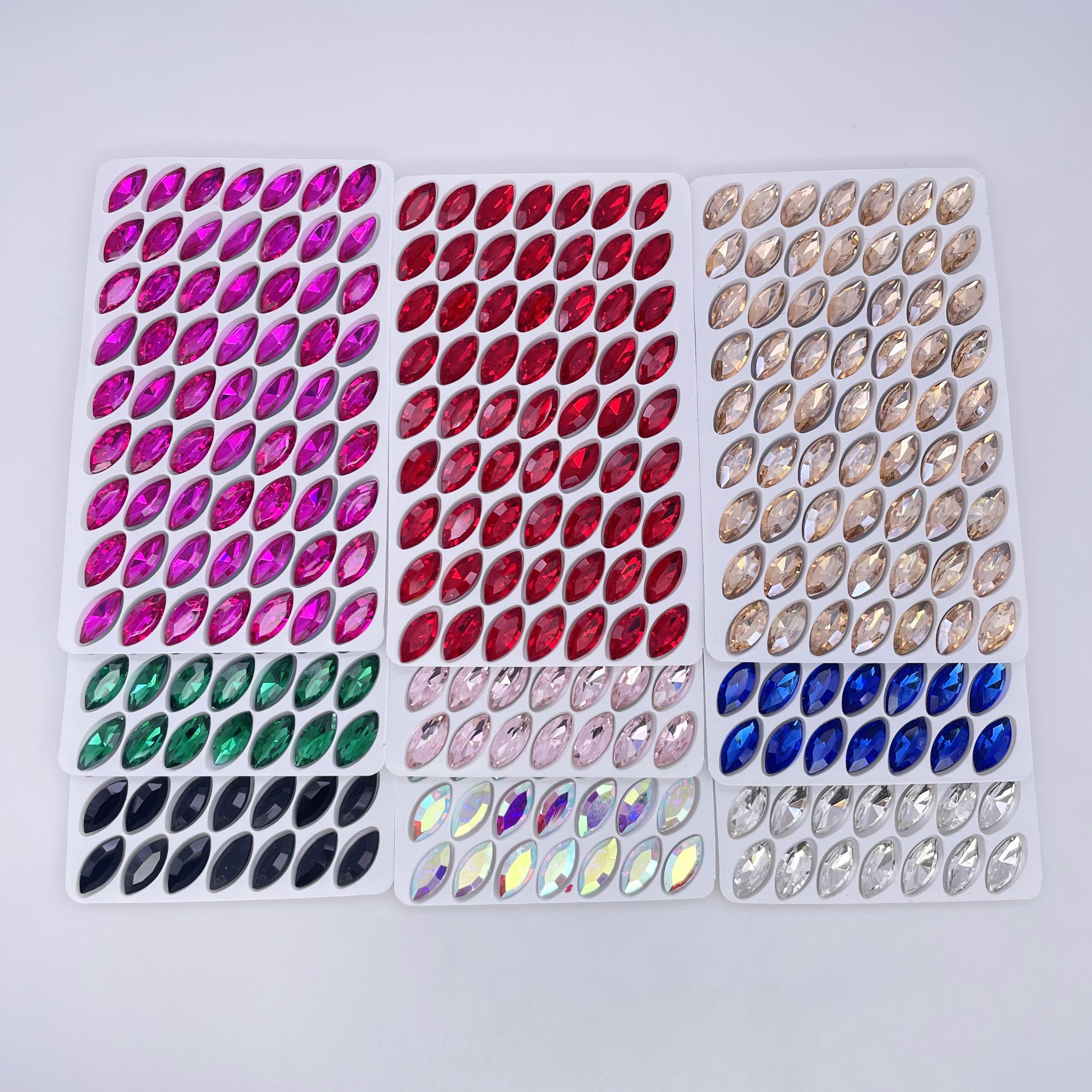 7 x 15mm Navette Pointed Back Rhinestones | Planet Rhinestone